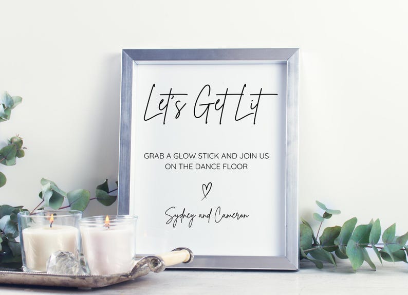 Glow Stick Wedding Sign: Let's Get Lit Dance Floor Decor (digital ...