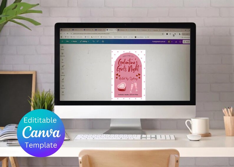 Galentine's Day Girls Night Party Sign, Galentine’s Welcome Poster ...