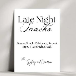Late Night Snack Station Wedding Sign: Minimalist Dessert Bar (canva ...