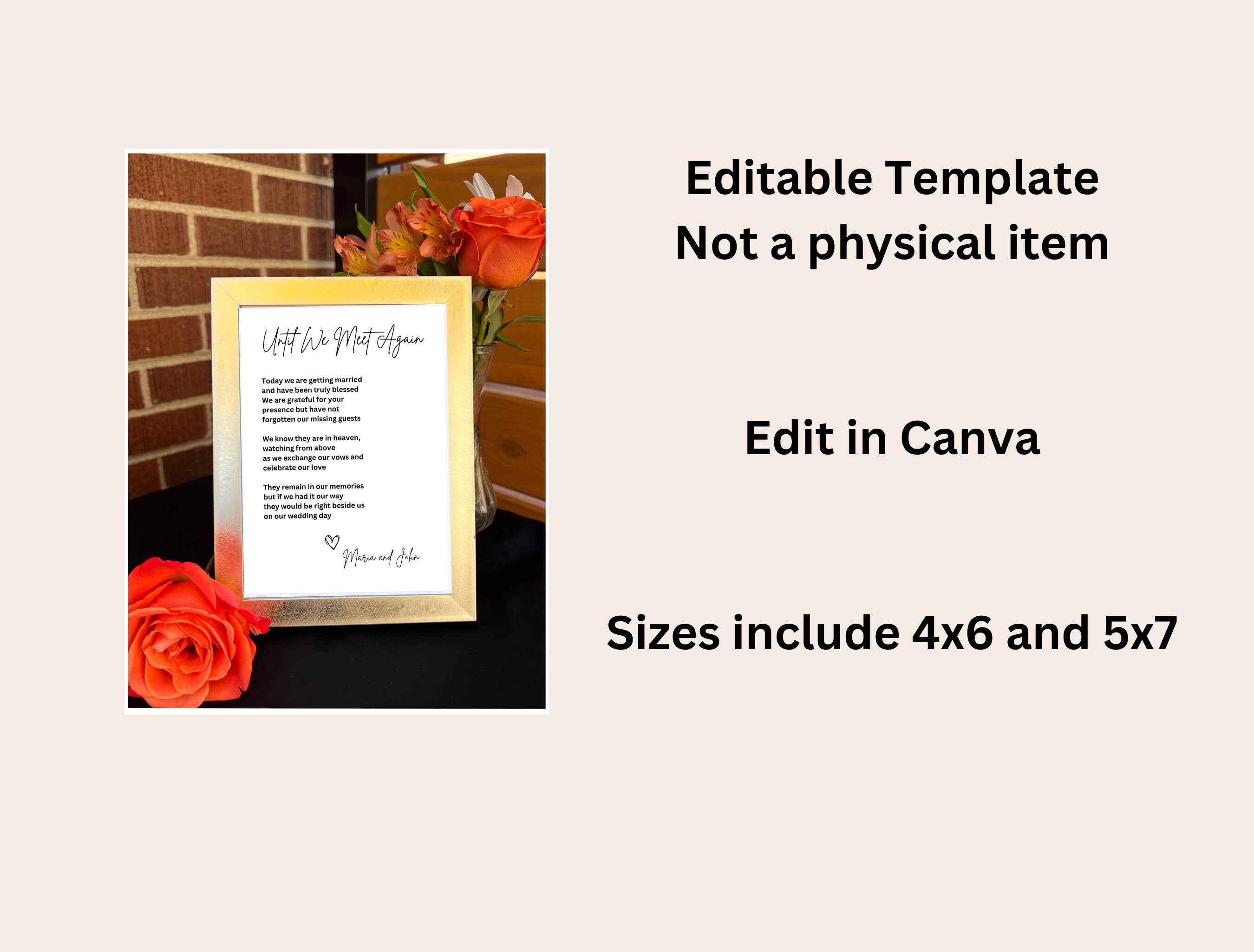 Memorial Table Sign, Memory Table Sign, Until We Meet Again, Wedding ...