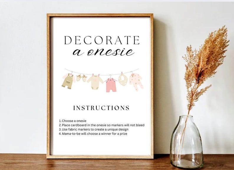 Decorate a Onesie Baby Shower Station Sign: Editable Template (digital ...
