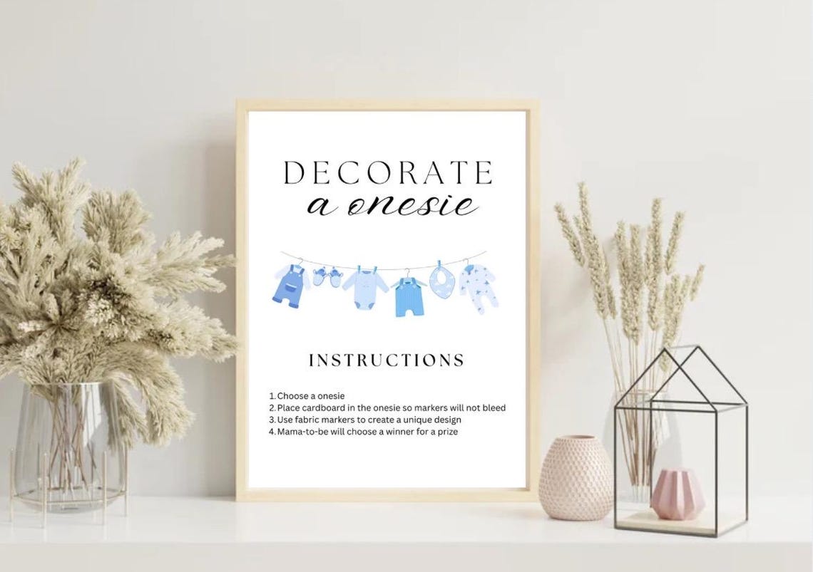 Decorate a Onesie Baby Shower Station Sign: Editable Template (digital ...
