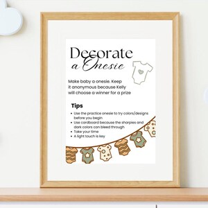 Decorate a Onesie Baby Shower Station Sign, Baby Sprinkle Game, Gender ...