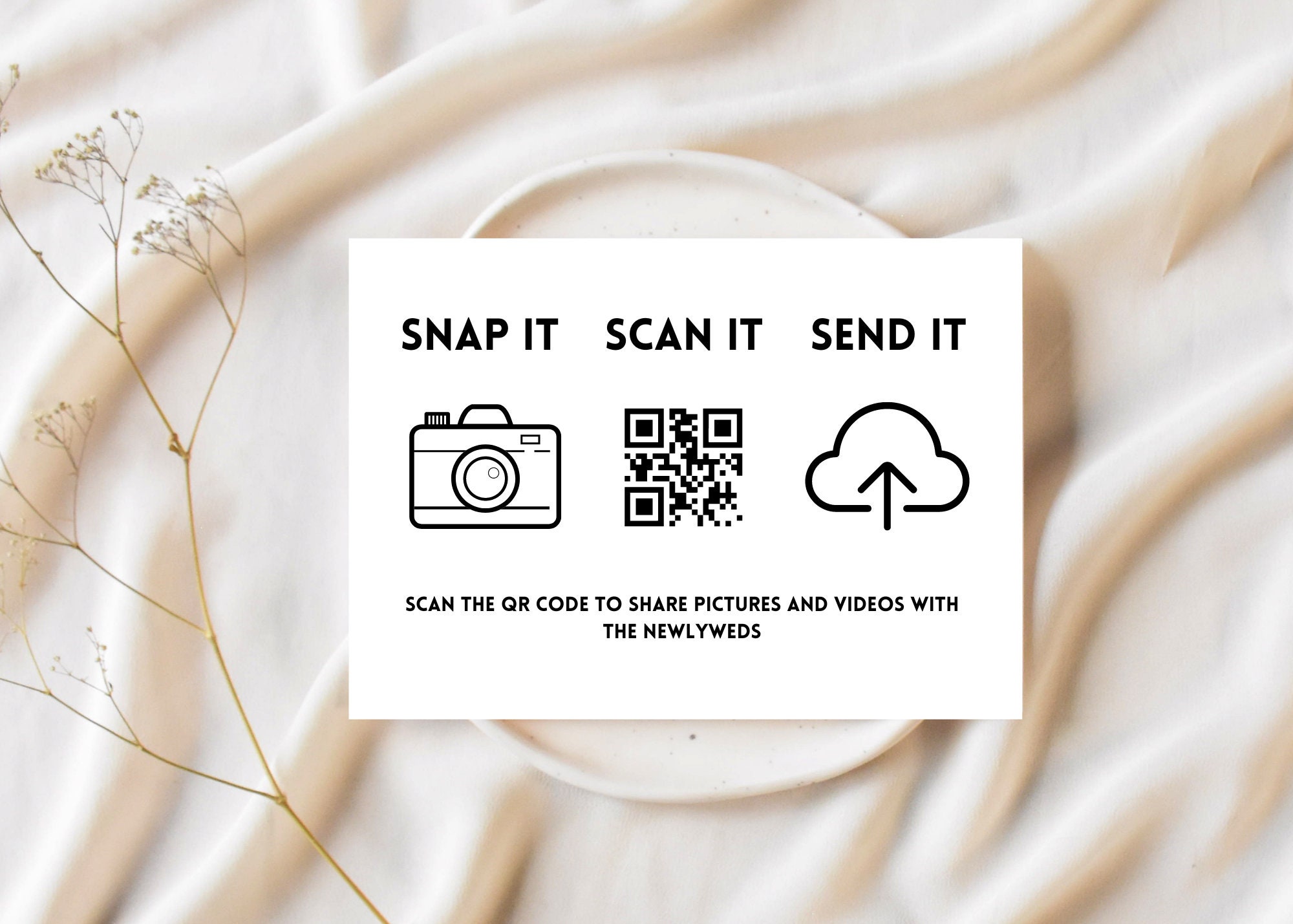 Wedding Photo Sharing QR Code Sign Template (digital Download), Snap It ...