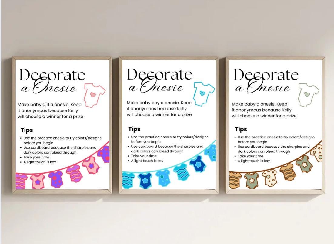 Decorate a Onesie Baby Shower Station Sign (digital Download) - Etsy