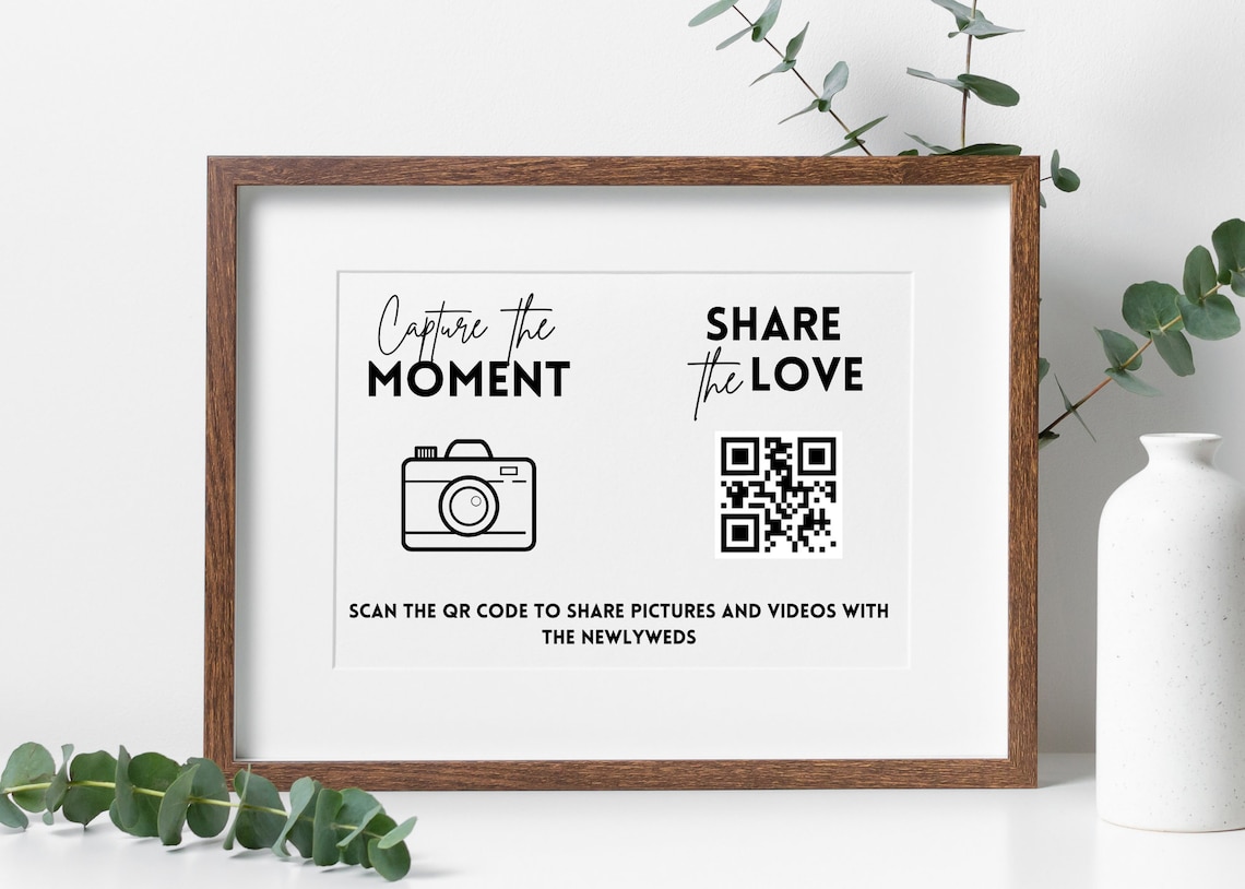 Capture the Moment, Share the Love QR Code Photo Sharing Printable Template, Wedding Photo Guest ...