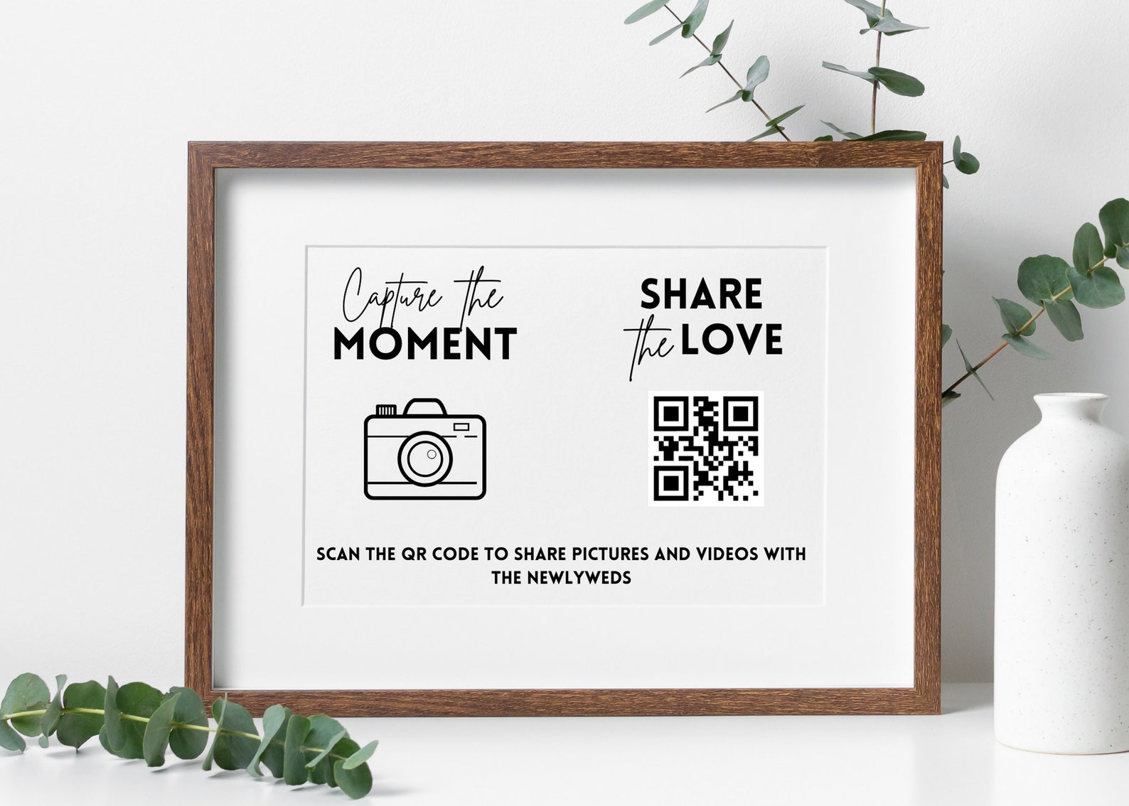 Wedding Photo Sharing QR Code Sign Template Capture the Moment Share ...
