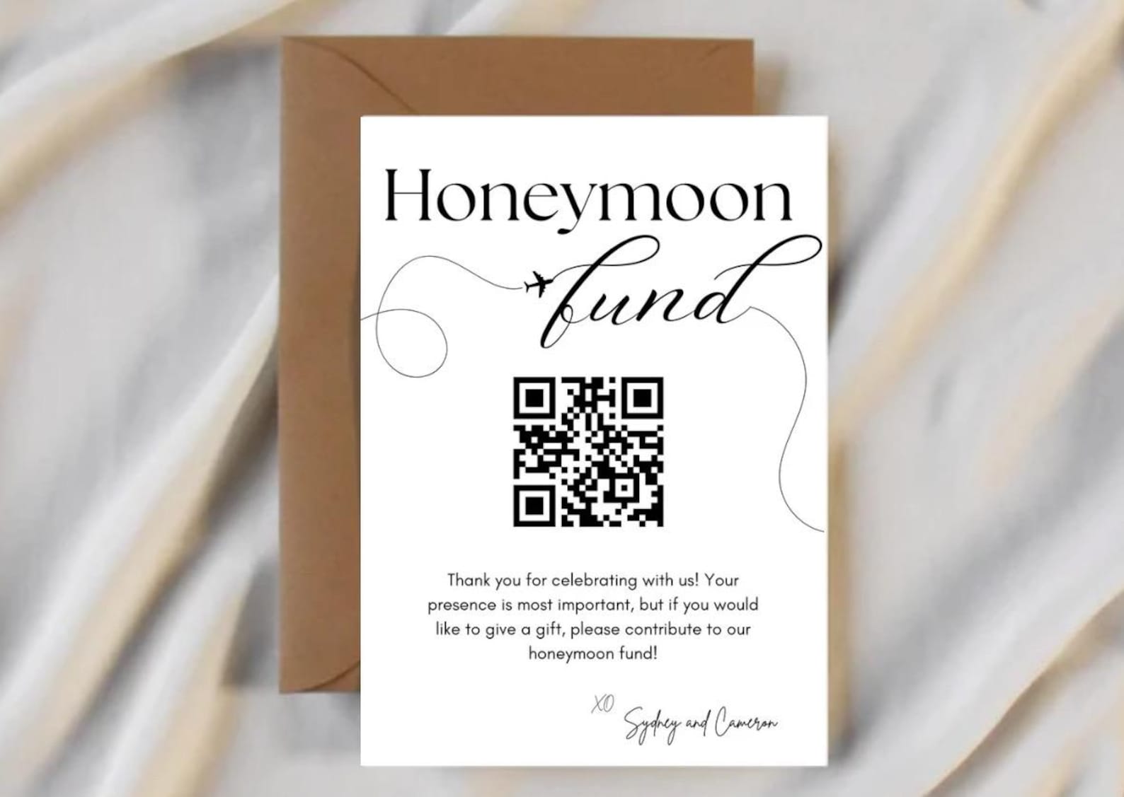 Honeymoon Fund QR Code Sign Template – Editable Wedding Cash Gift Sign ...