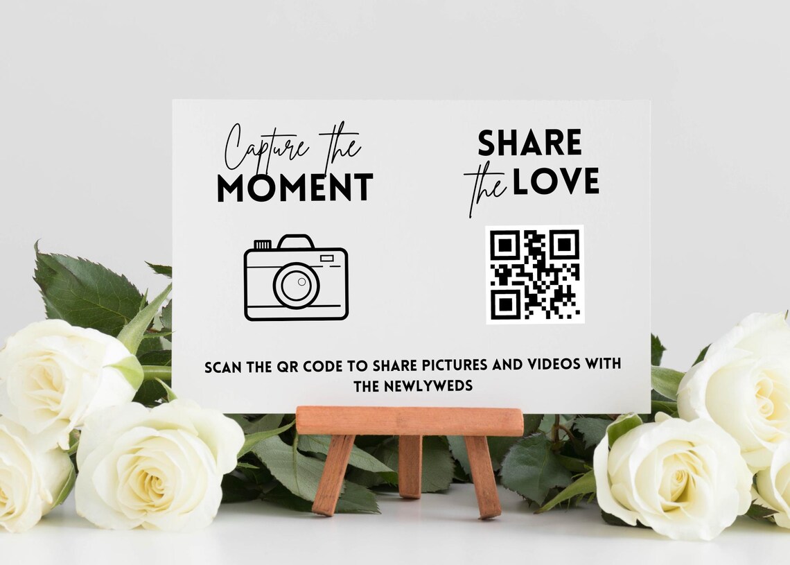 Wedding Photo Sharing QR Code Sign Template Capture the Moment Share ...