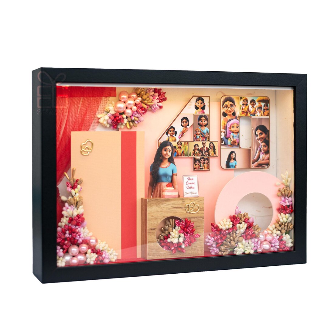 Personalized 40th Birthday Shadow Box: Custom Photo Collage Keepsake - Etsy