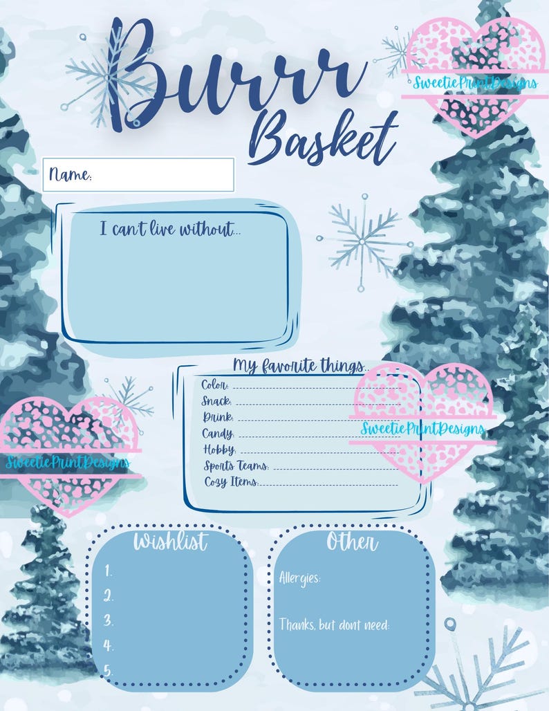 Burr Basket Questionnaire - Etsy