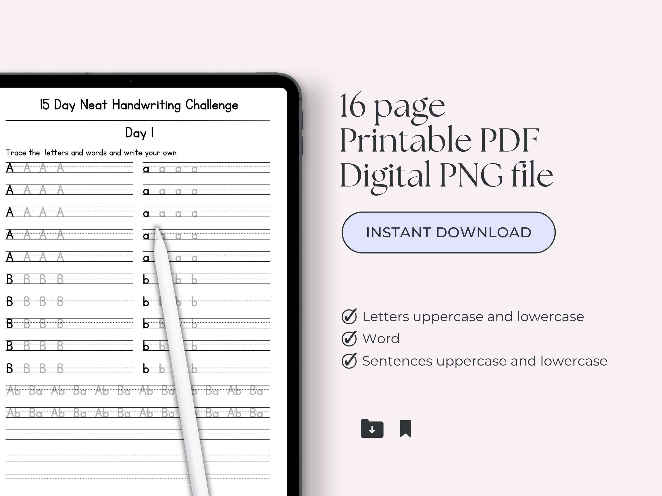 15-day Handwriting Challenge Printable Handwriting Worksheets for ...