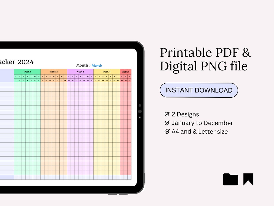 Habit Tracker, Monthly Habit Tracker, January to December, Planner 2024 ...