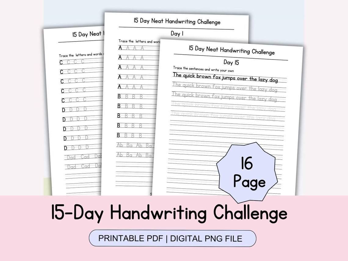 15-day Handwriting Challenge Printable Handwriting Worksheets for ...