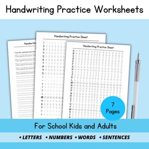 Printable Handwriting Worksheets Seven Pages letters, Numbers, Words ...