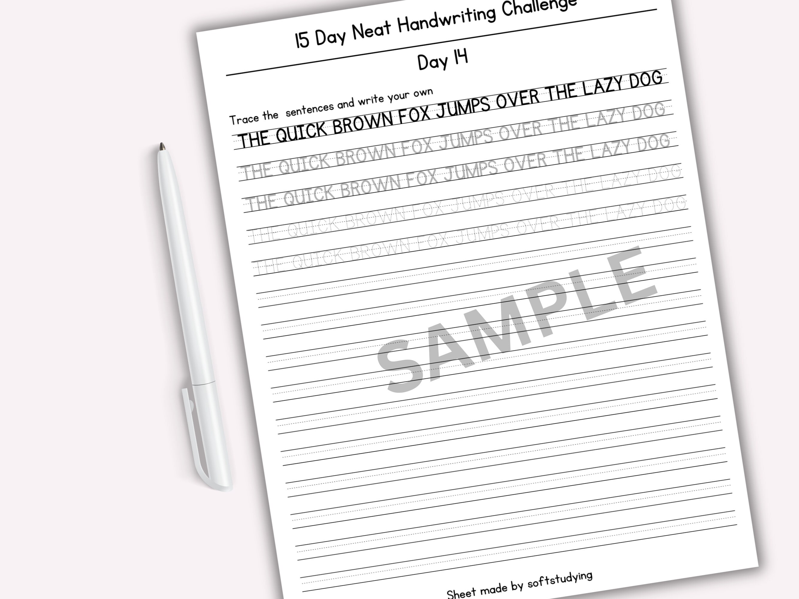 15-day Handwriting Challenge Printable Handwriting Worksheets for ...