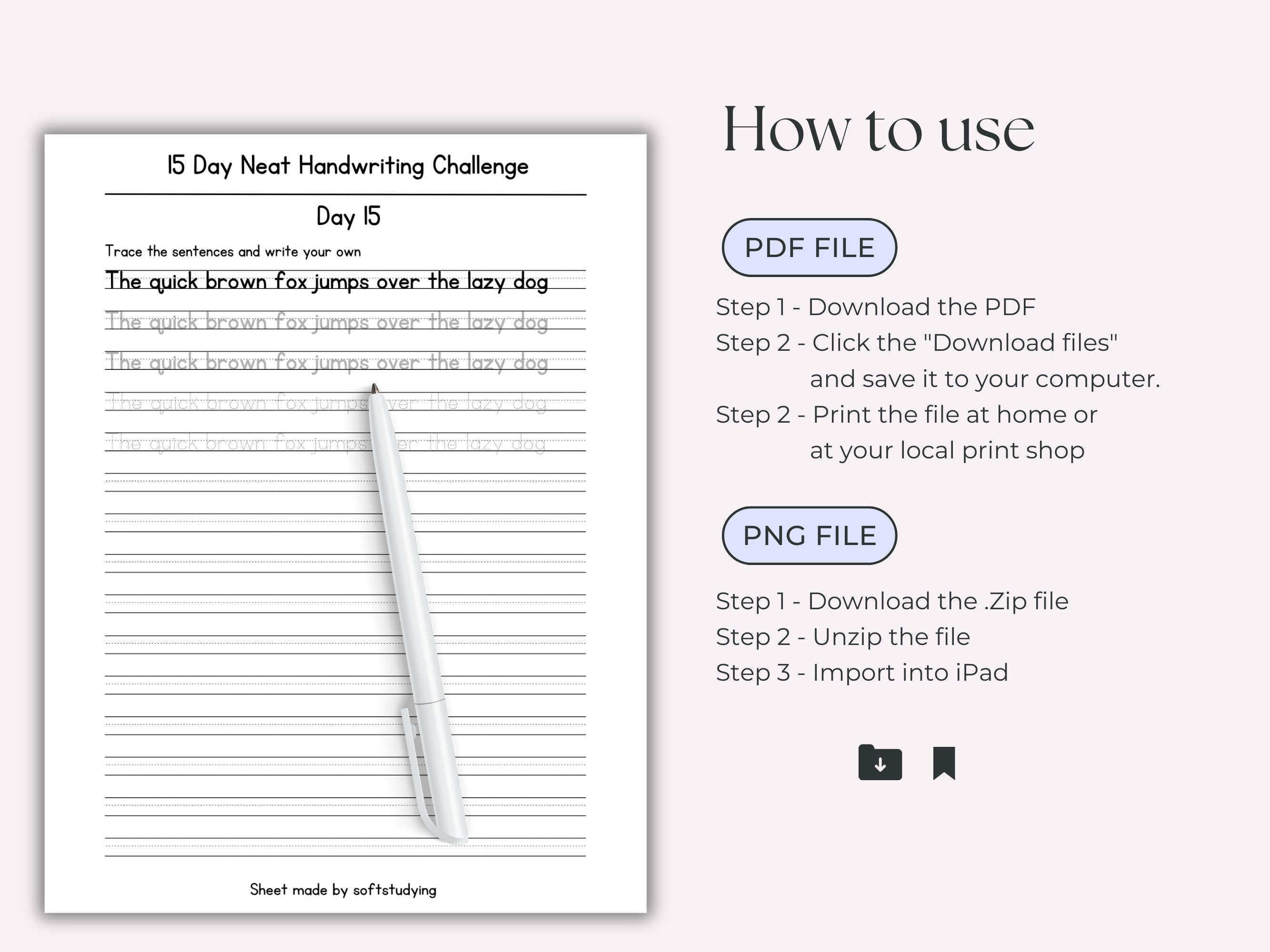 15-day Handwriting Challenge Printable Handwriting Worksheets for ...