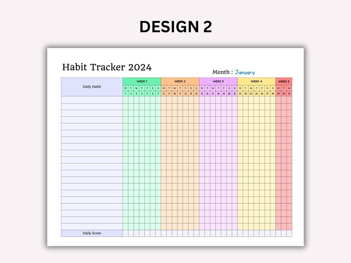 Habit Tracker, Monthly Habit Tracker, January to December, Planner 2024 ...