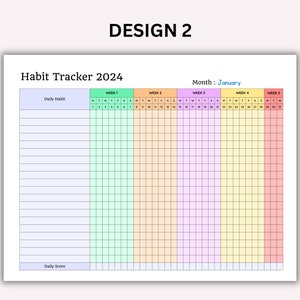 Habit Tracker, Monthly Habit Tracker, January to December, Planner 2024 ...