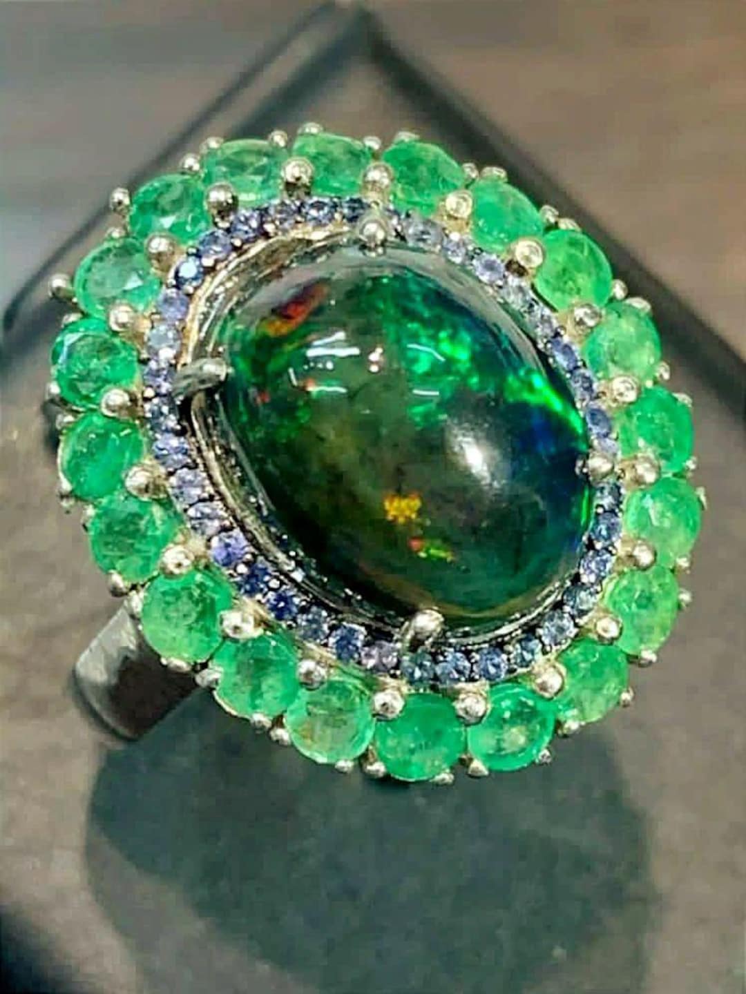 Silver Jewelry Large-scale Ring With Ethiopian Opal "elven Treasure" - Etsy