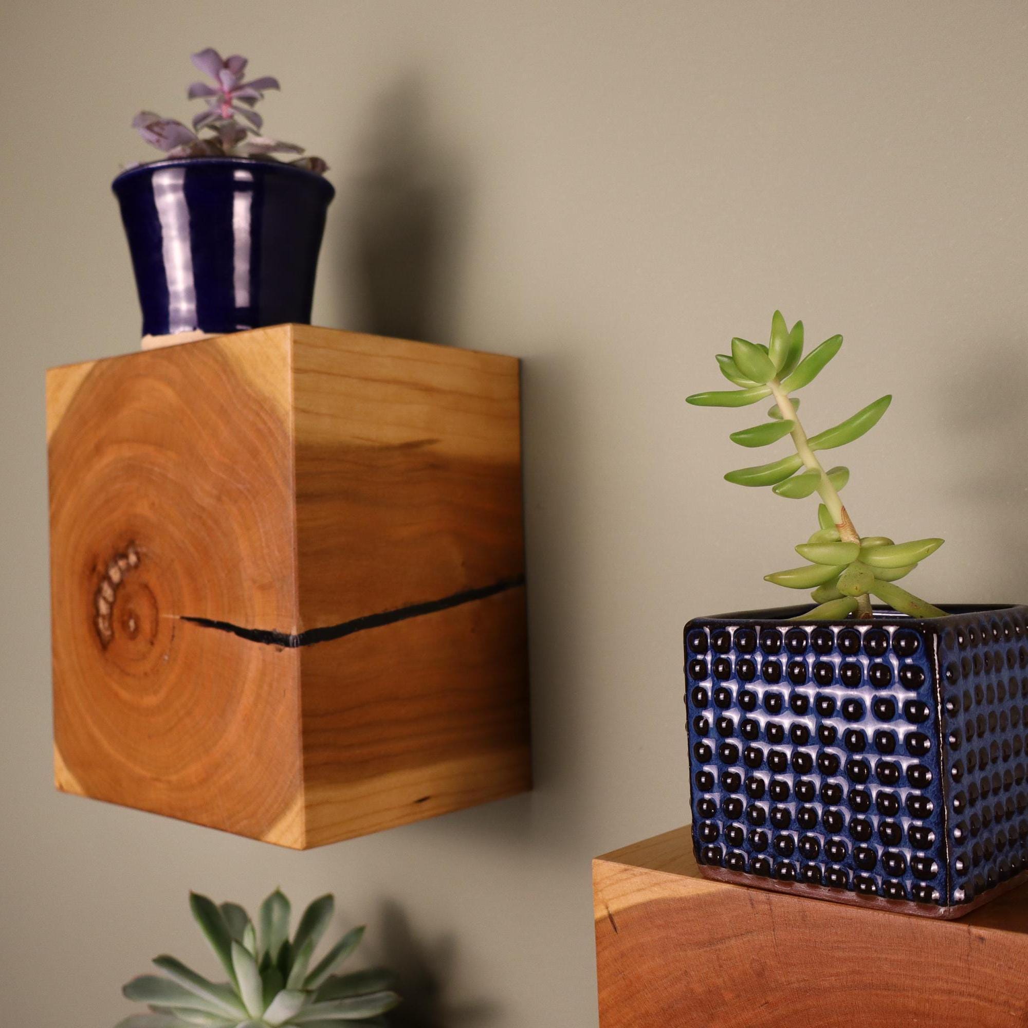 Wooden Floating Shelf, Reclaimed Beam Shelf, End Grain Cube Shelf ...