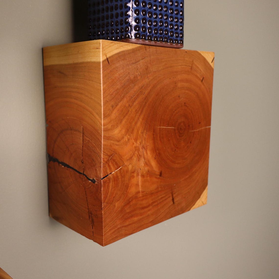 Wooden Floating Shelf, Reclaimed Beam Shelf, End Grain Cube Shelf ...