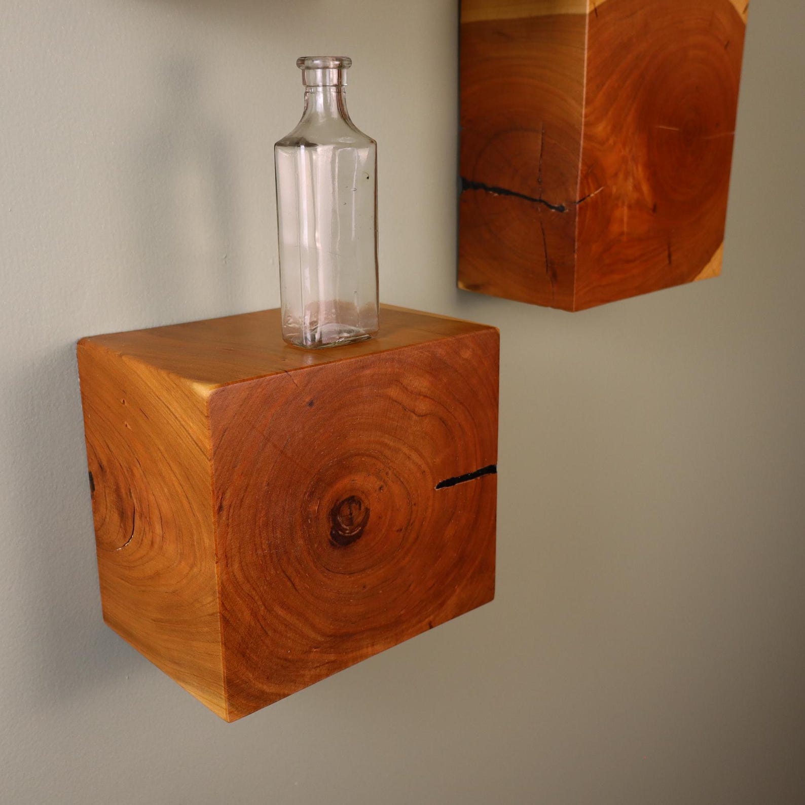 Wooden Floating Shelf, Reclaimed Beam Shelf, End Grain Cube Shelf ...