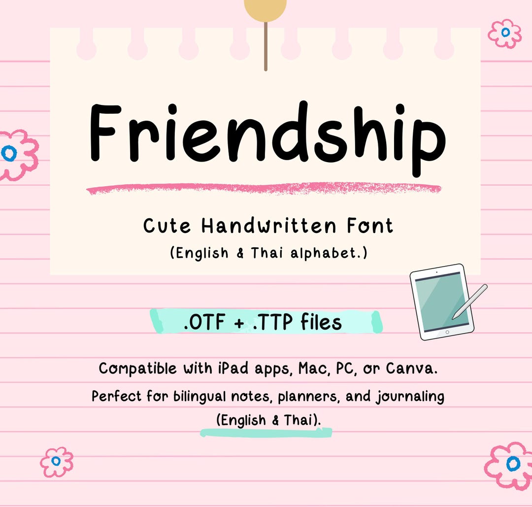 Friendship – Cute Handwriting Font for Digital Planners & Notes ...