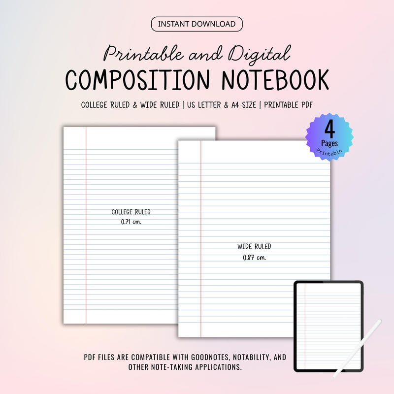 College Ruled Notebook - Etsy