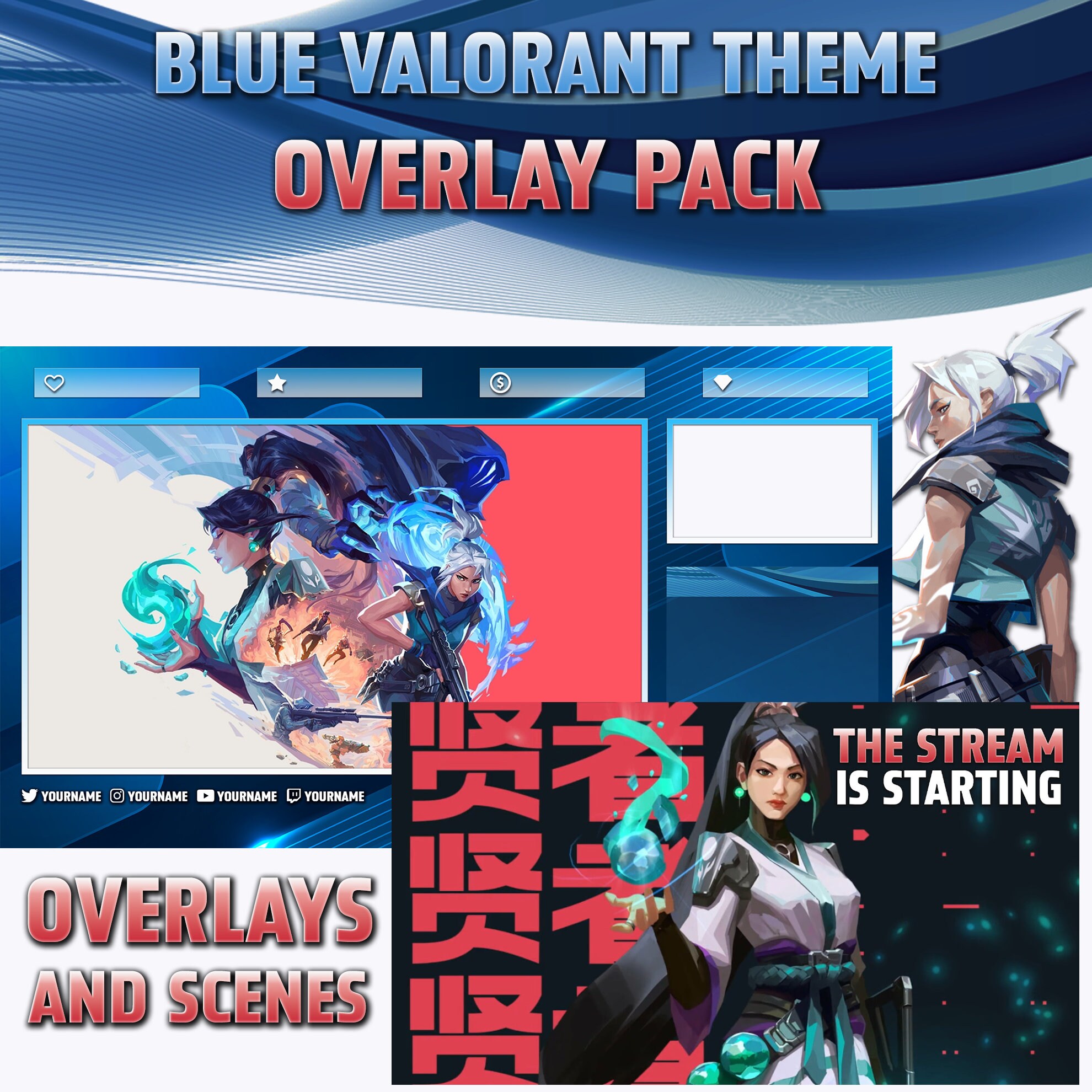 Overlay Pack Blue Valorant Overlay & Scenes - Etsy