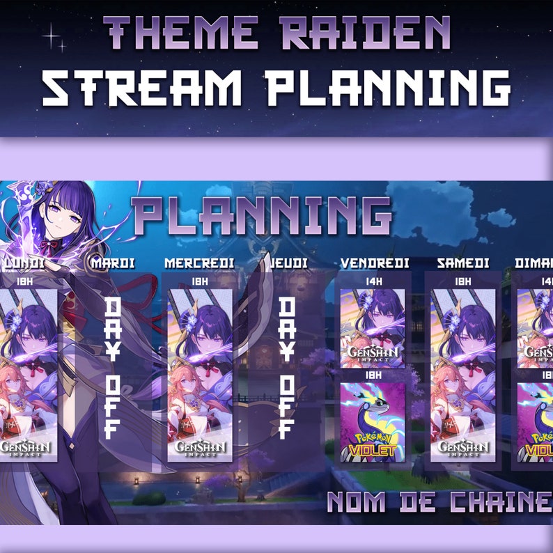 Planning Stream Raiden Genshin Impact Editable or Customizable - Etsy