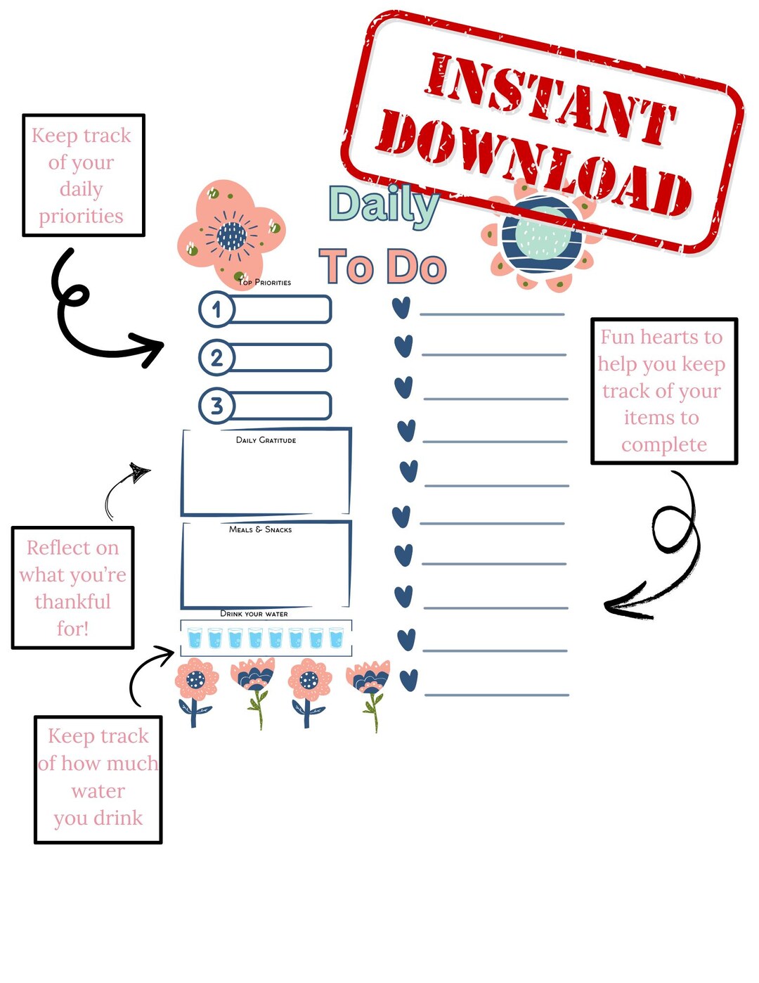 Daily to Do Sheet *digital Download* - Etsy