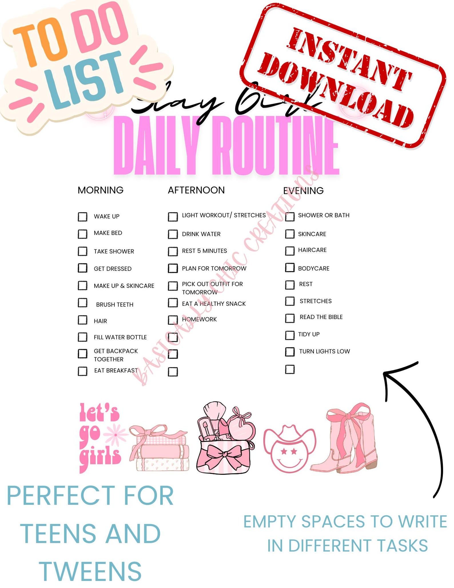 Teen and Tween "slay Girl" Daily Routine ***digital Download*** - Etsy