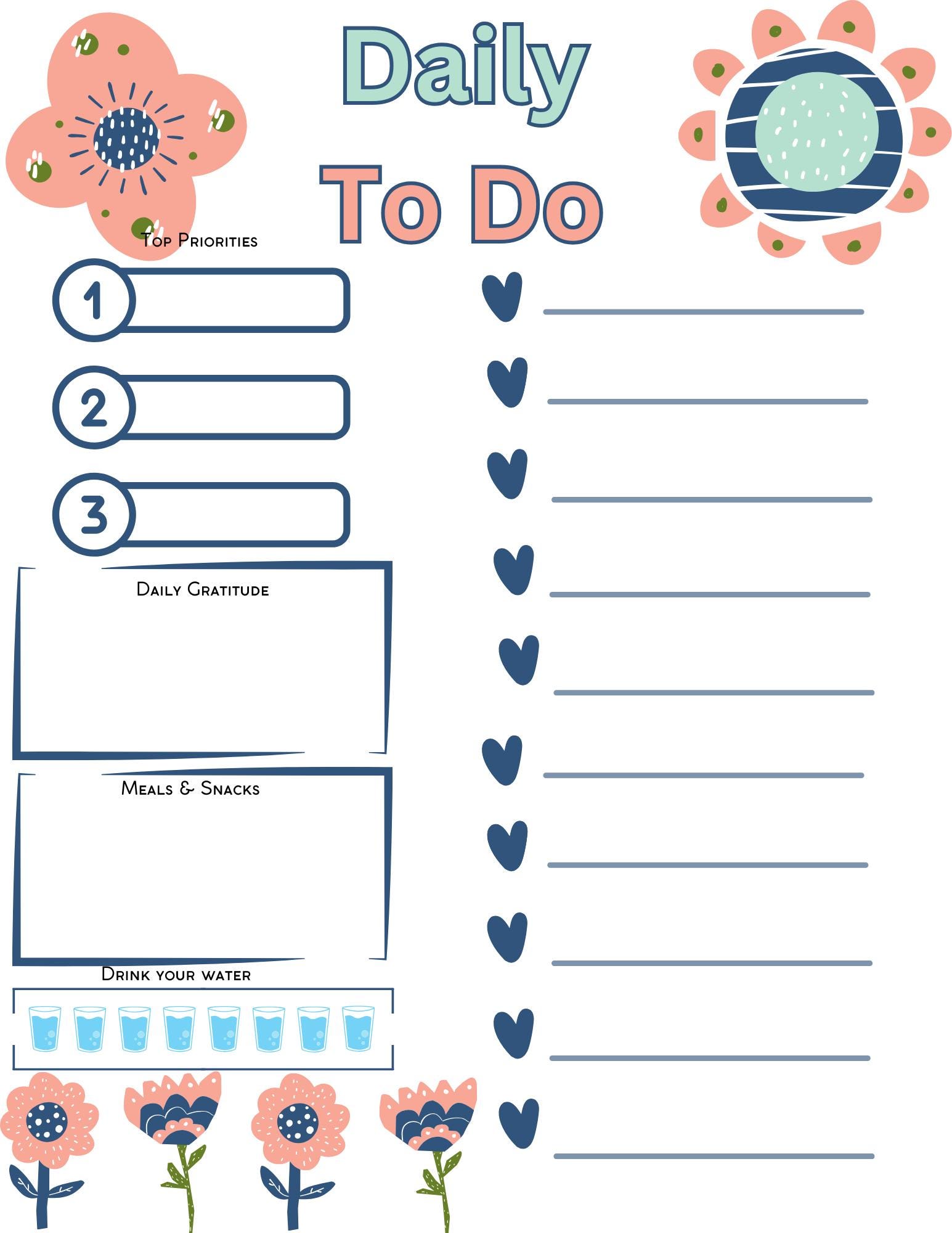 Daily to Do Sheet *digital Download* - Etsy
