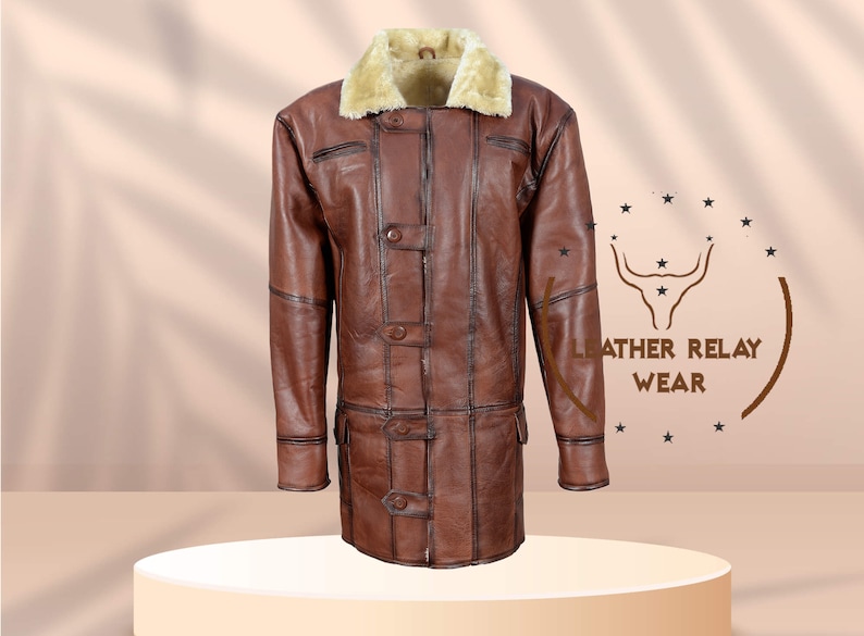 Dark Knight Bane Jacket, Tom Hardy Shearling Leather Jacket, Brown ...