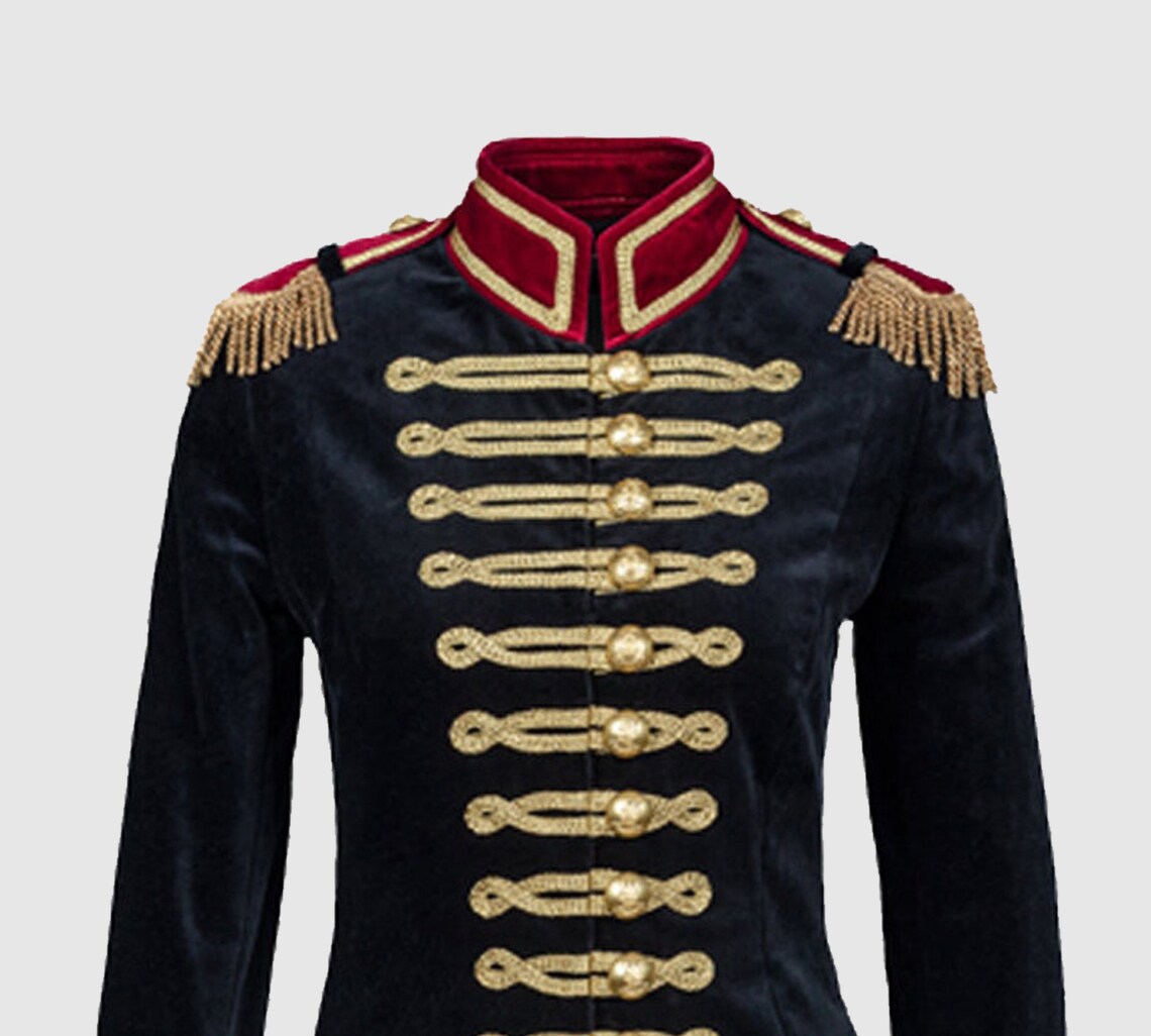 Hussar Jacket Women's, Black Velvet Military Officer Hussar Jacket ...