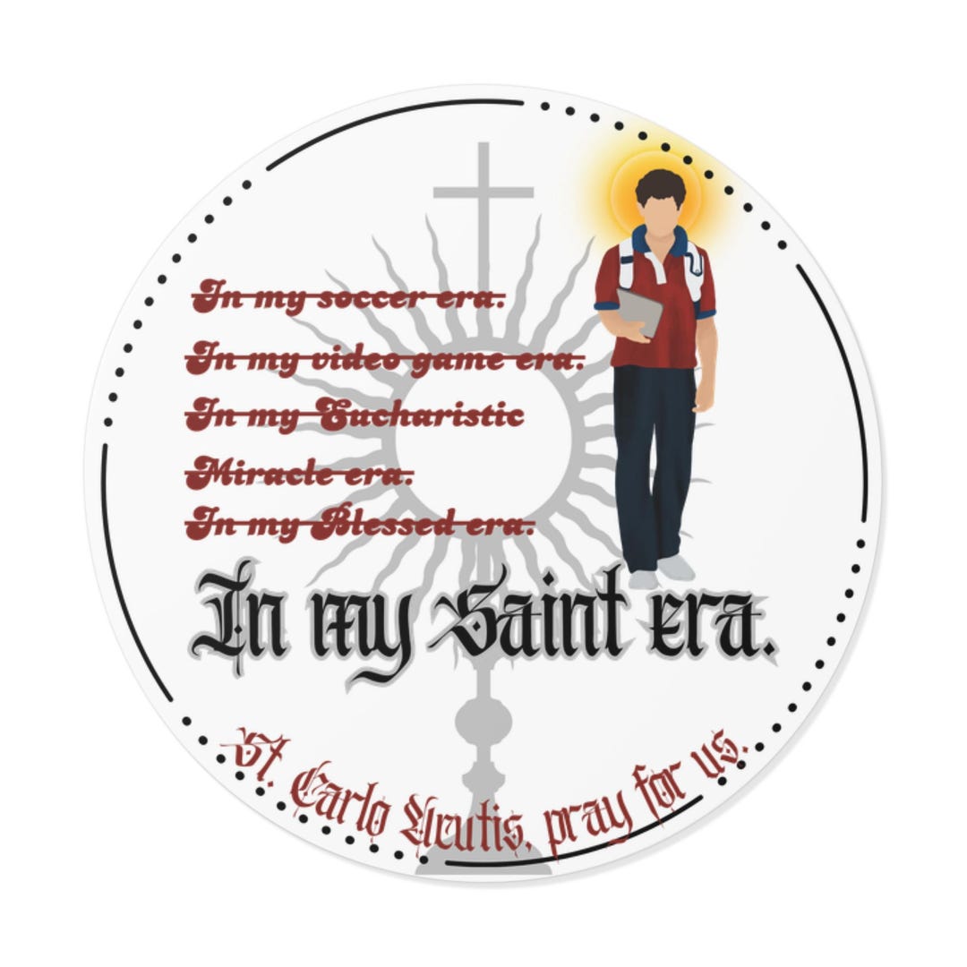 St Carlo Acutis Vinyl Stickers, Catholic Saint Decals, Tech Savvy ...
