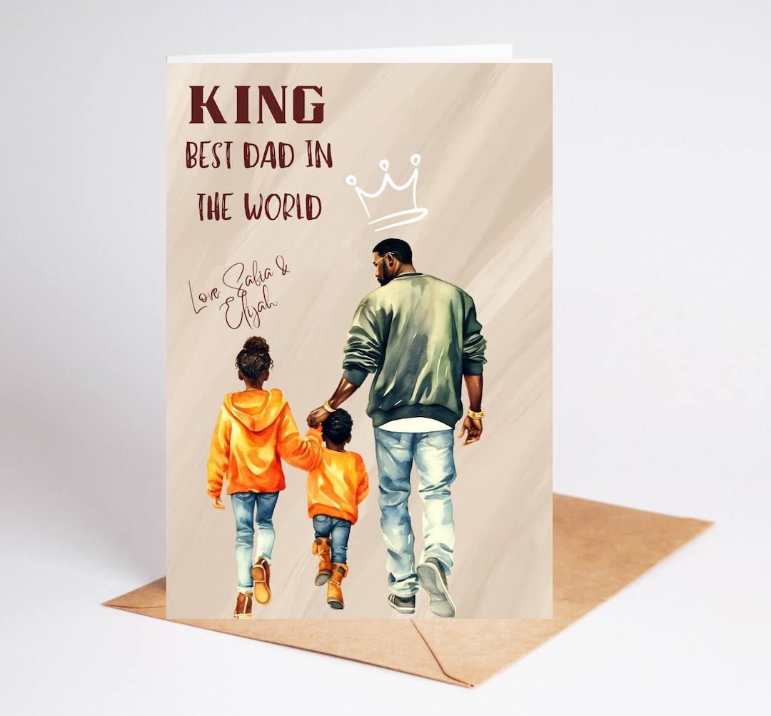 Black Father's Day Card, Personalised Card, Black Father, Black Dad ...