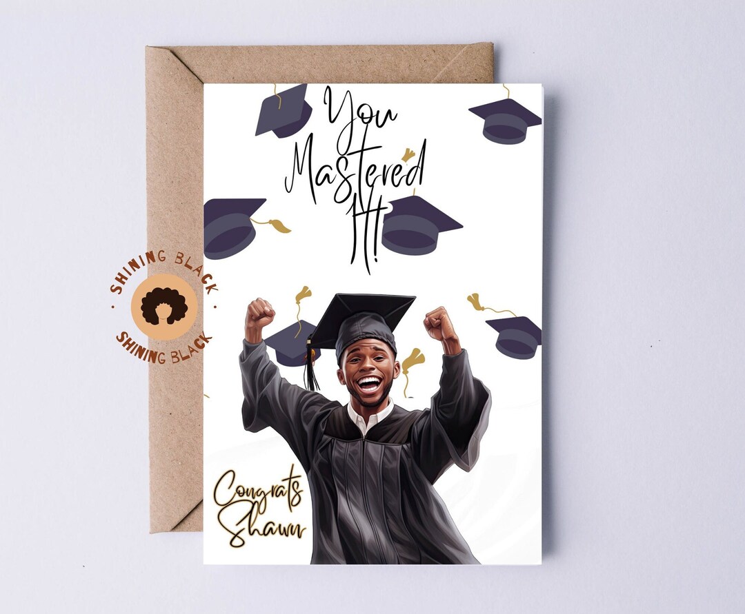 Graduation Card, Congratulation Card, Black Graduate Card, Black ...