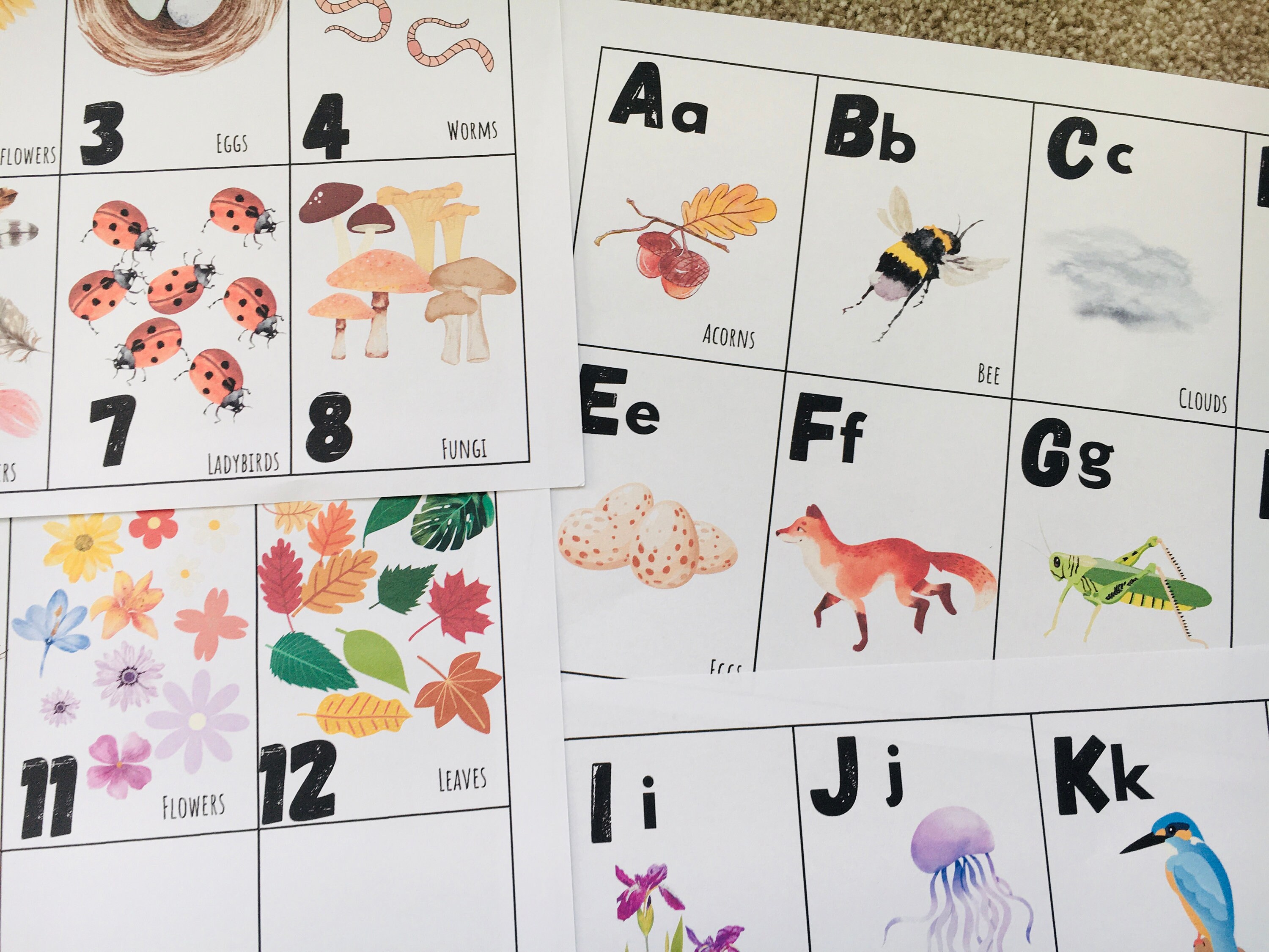 Printable Alphabet/phonics and Numbers Flashcards Morning - Etsy