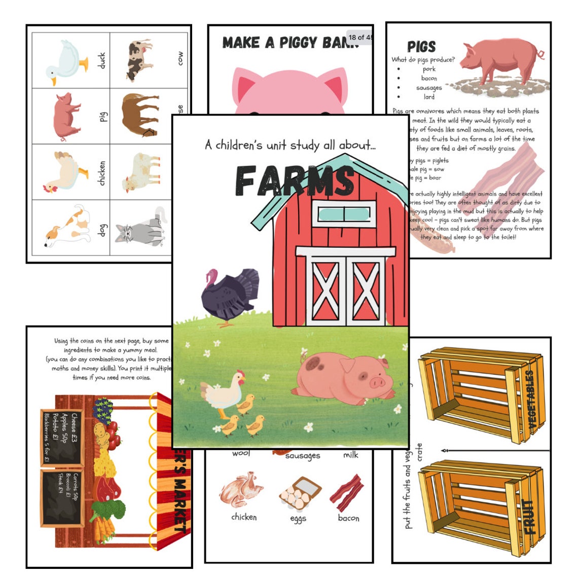 Farm Unit Study Printable Homeschool Pack. Animals, Fruits and ...