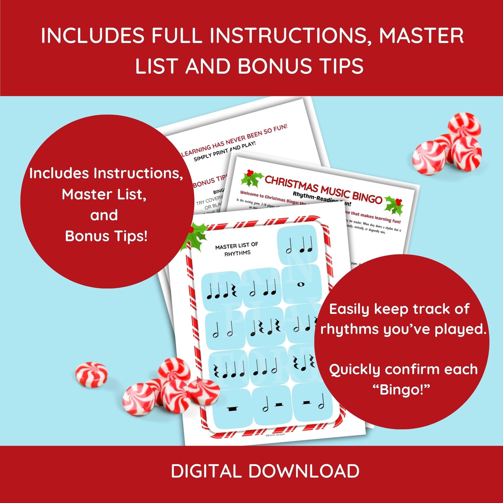 Printable Christmas Music Bingo Game, Christmas Music Activity ...