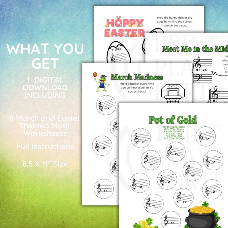 Printable Music Theory Worksheets March, March Madness, Easter ...