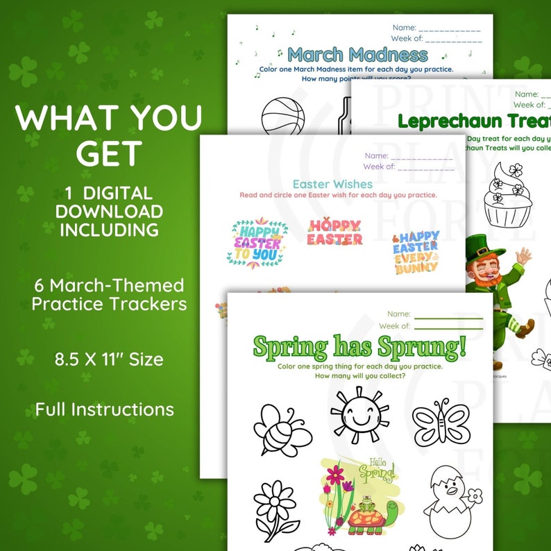 Printable March Practice Habit Trackers Music Lessons, Piano Lessons ...