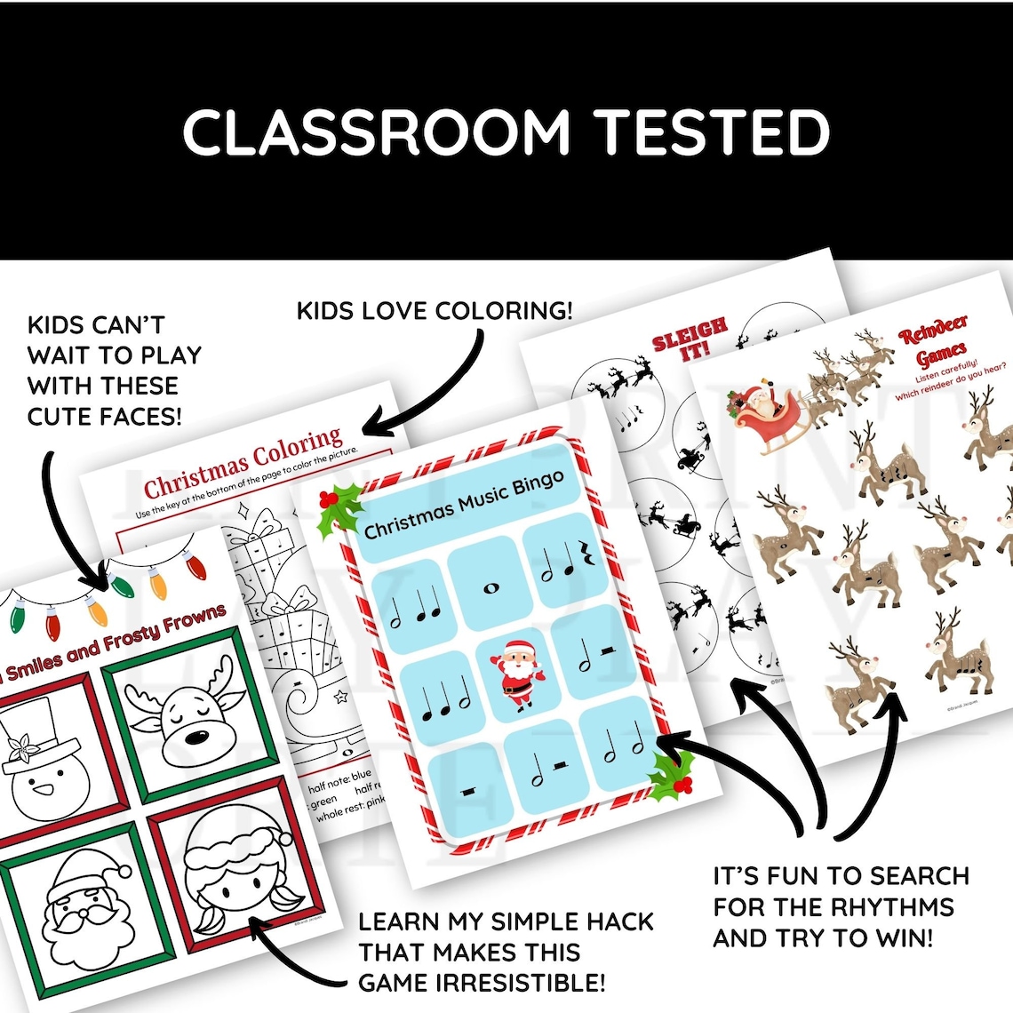 Printable Christmas Music Games, Holiday Music Class, Preschool Music ...