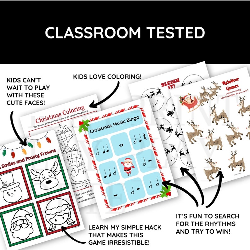 Printable Christmas Music Games, Holiday Music Class, Preschool Music ...
