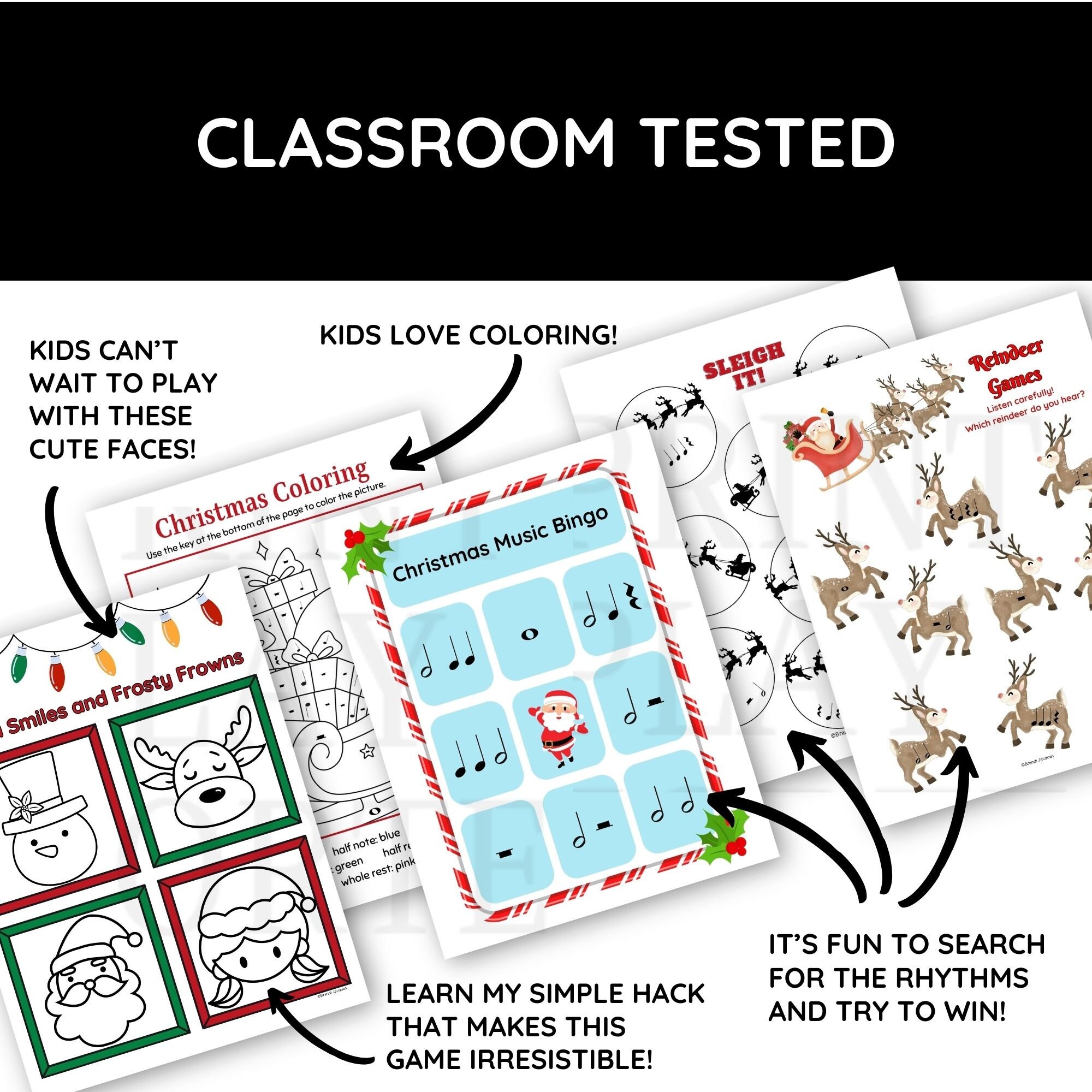 Printable Christmas Music Games, Holiday Music Class, Preschool Music ...