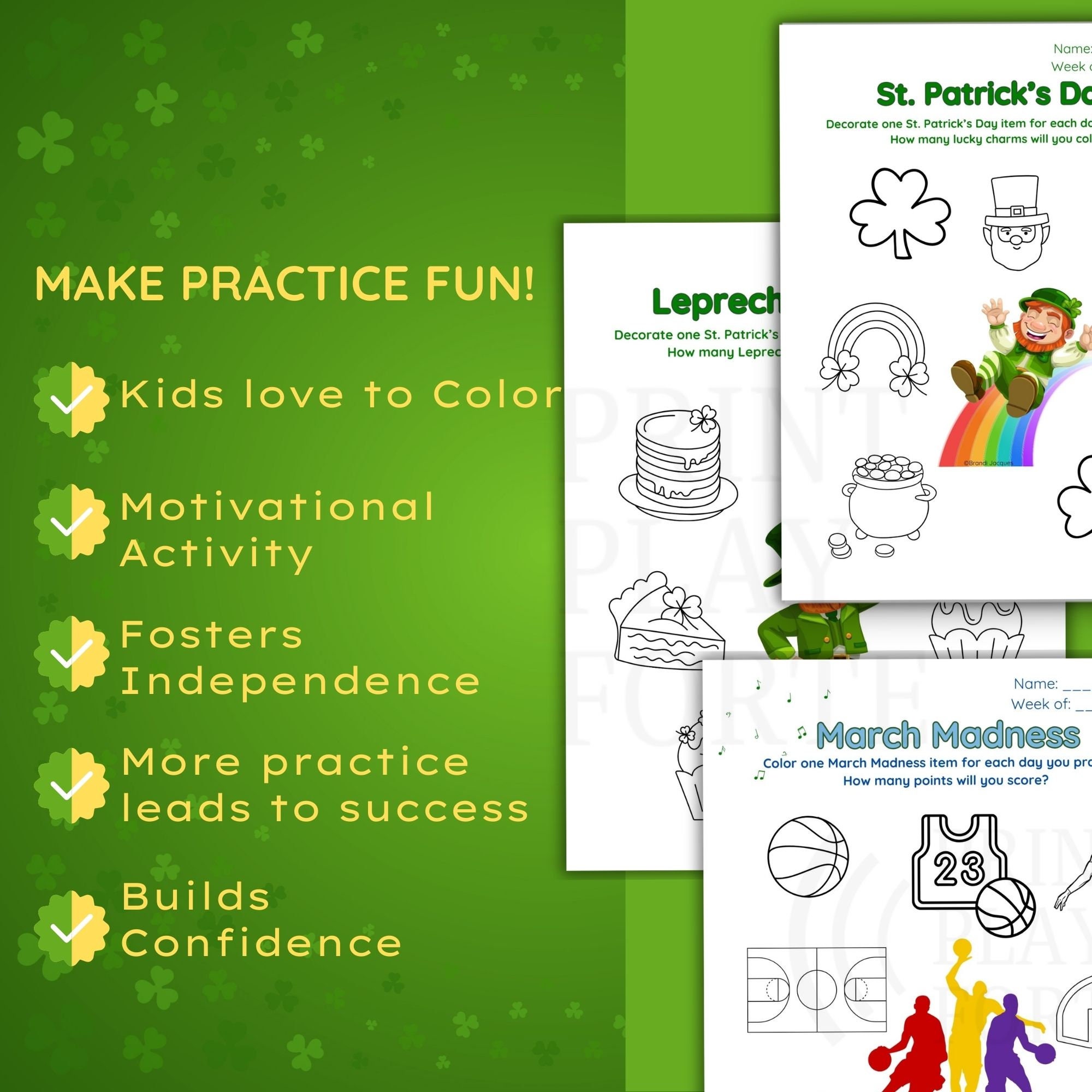 Printable March Practice Habit Trackers Music Lessons, Piano Lessons ...