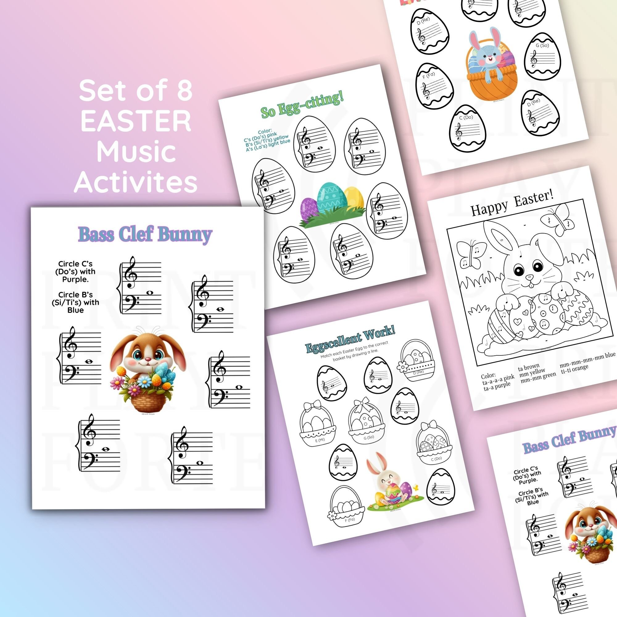 Printable Easter Music Learning Bundle, Easter Piano Lessons Preschool ...