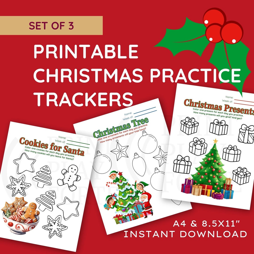 Printable Christmas Music Practice Habit Trackers, Piano Lessons ...